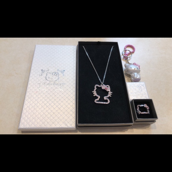 Sanrio | Accessories | Hello Kitty Swarovski Crystal Necklace And Ring ...
